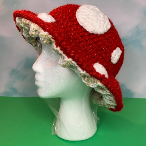 Crochet Puffy Mushroom Bucket Hat | Etsy