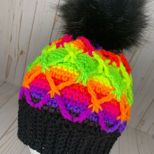 Handmade Custom Rainbow Retro Stripe Yarn Evil Twin Beanie - Etsy