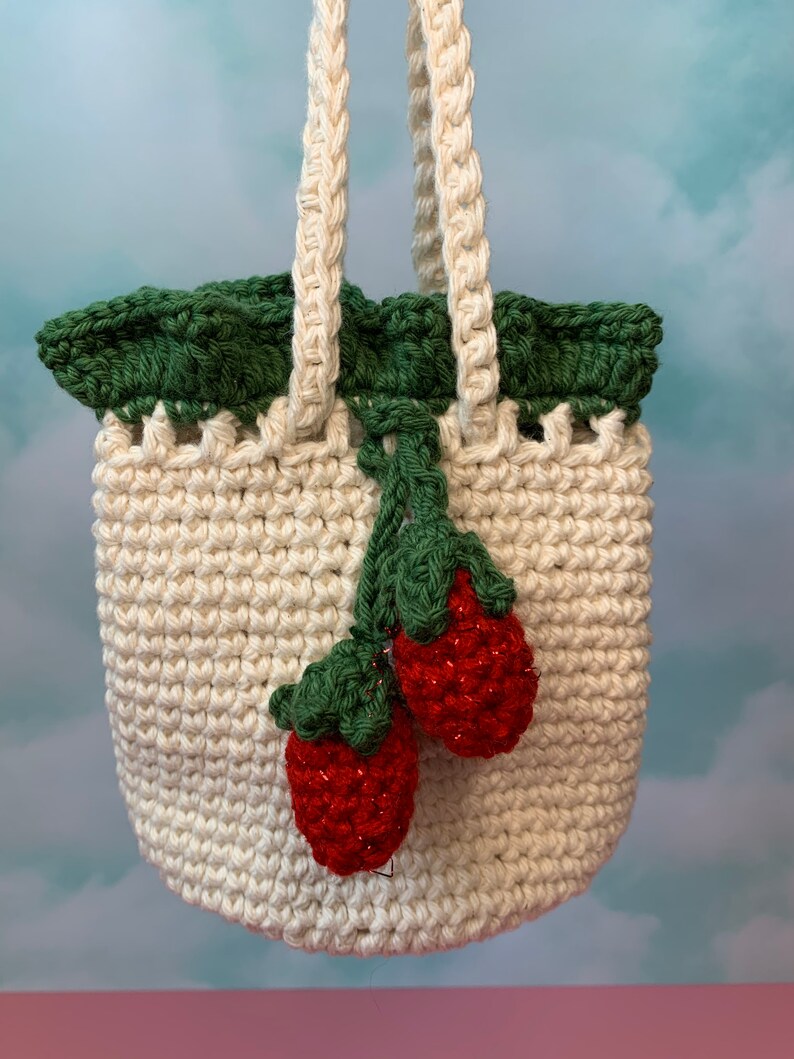 Strawberry Sachet Satchel Knit Fruit Bag Crochet Berry Clutch - Etsy