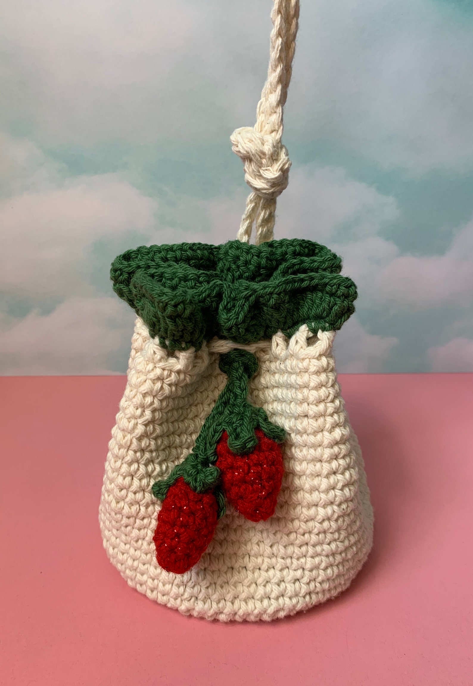 Strawberry Sachet Satchel Knit Fruit Bag Crochet Berry Clutch - Etsy