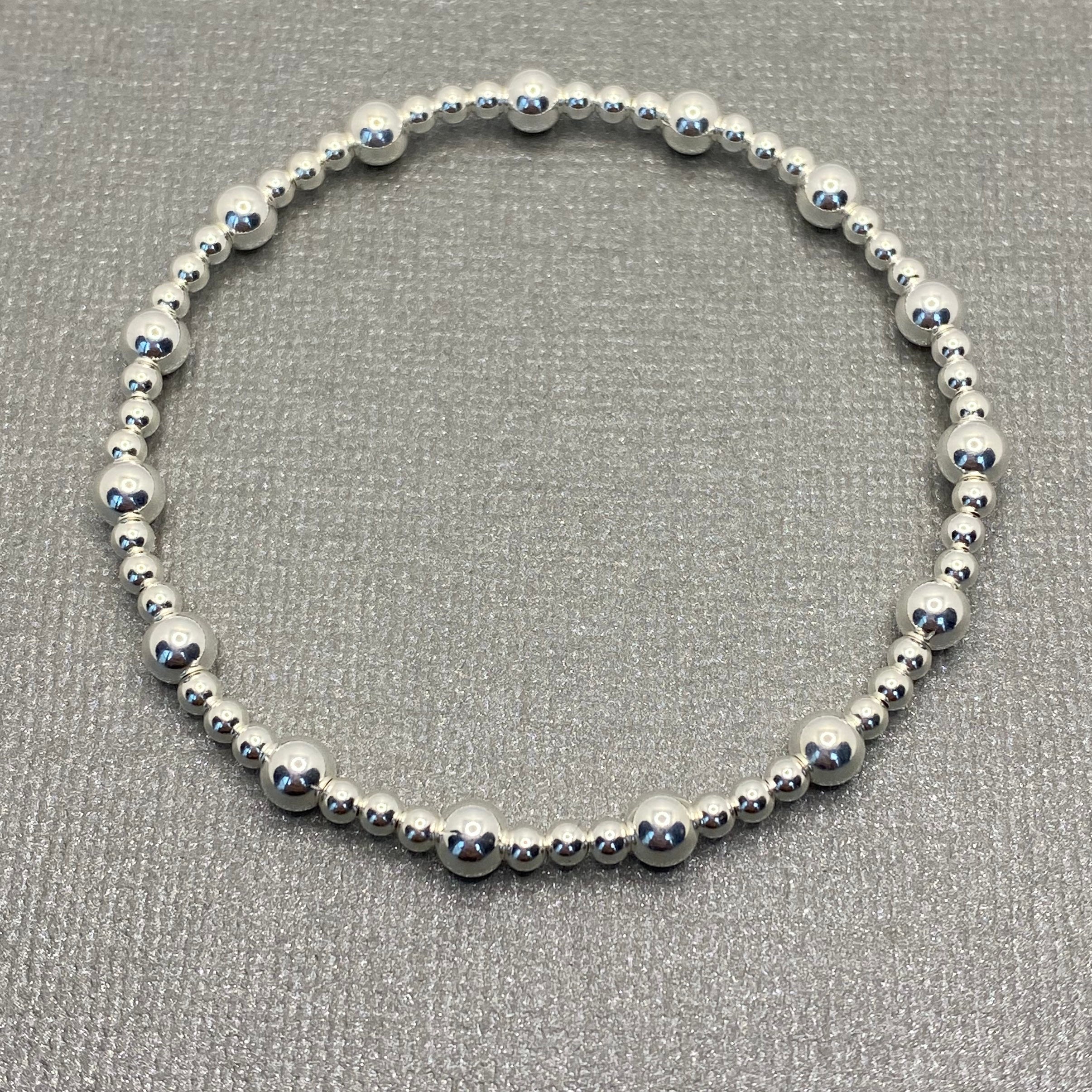 Sterling Silver Beaded Bracelet Set Stretch Beaded Stacking - Etsy
