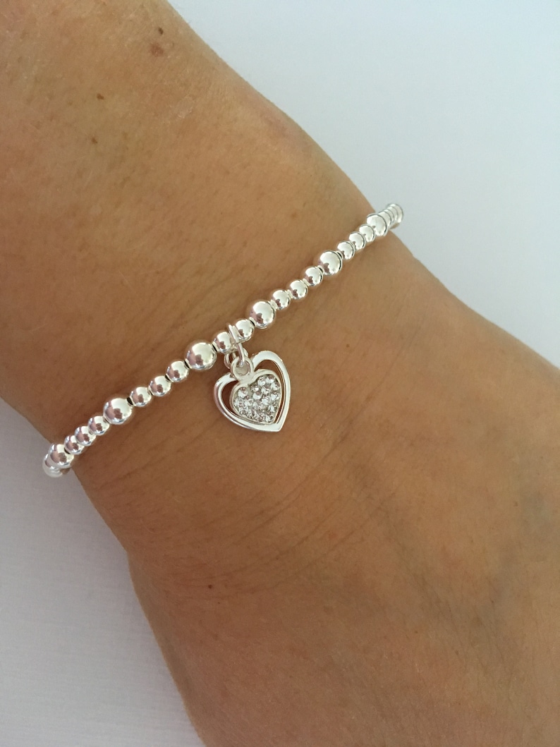 Sterling Silver Beaded Bracelet Silver Bracelet With Charms - Etsy UK