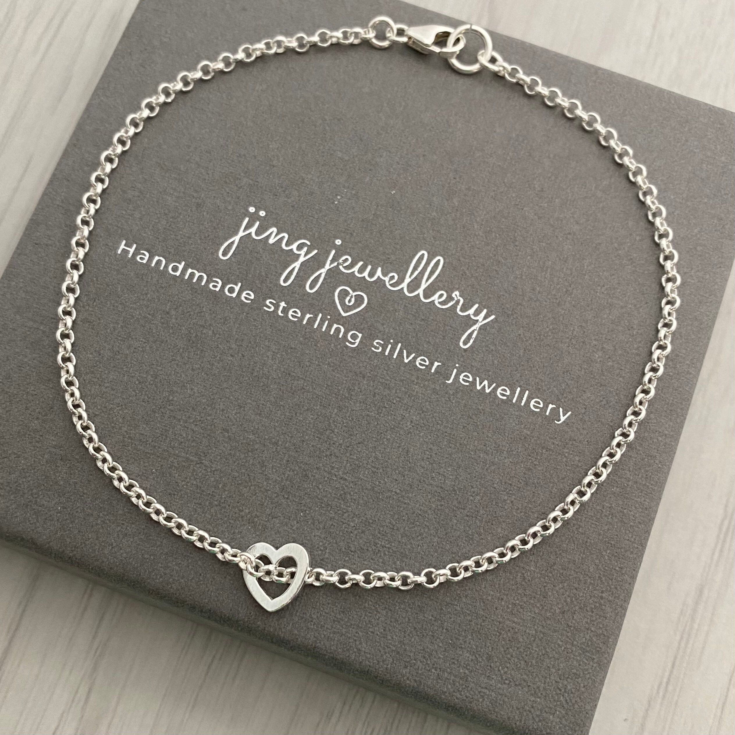 Sterling Silver Heart Anklet, Ankle Bracelet With Floating Heart, Chain ...