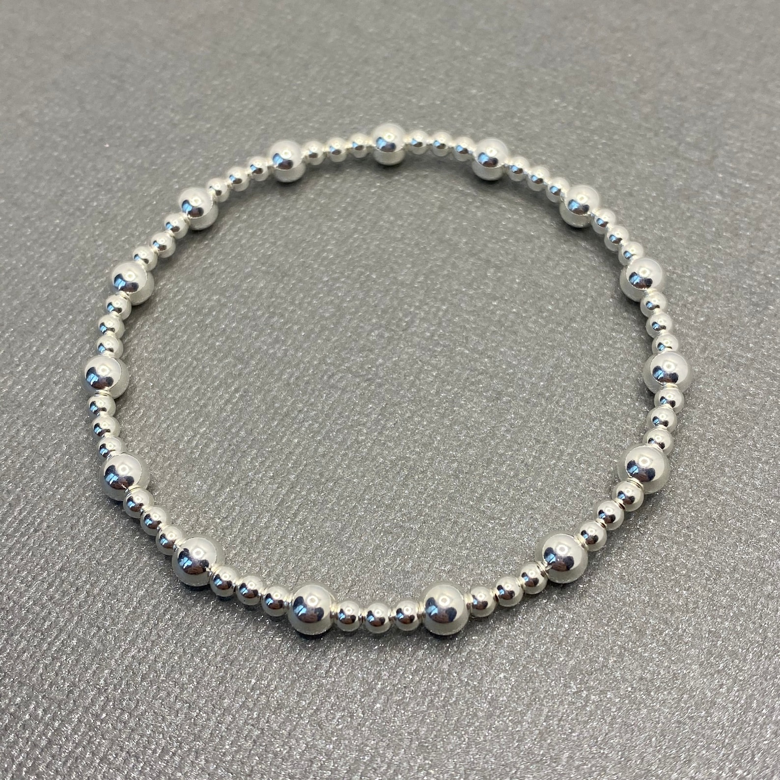 Sterling Silver Beaded Bracelet Set, Stretch Beaded Stacking Bracelets ...
