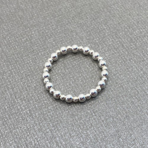 Sterling Silver Beaded Stretch Stacking Ring With Crystal Ab - Etsy UK