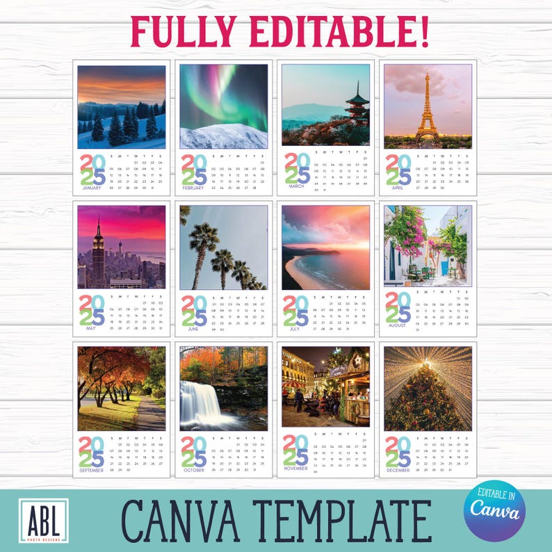2025 Mini Photo Calendar Canva Template – Editable 5x7 Digital Download ...