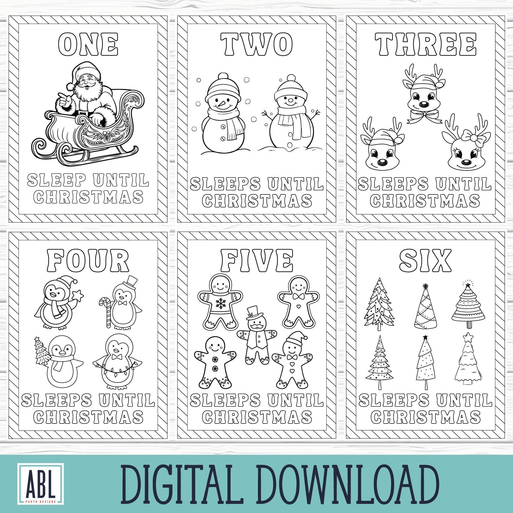 12 Printable Christmas Coloring Pages, Counting Activities, 12 Days ...