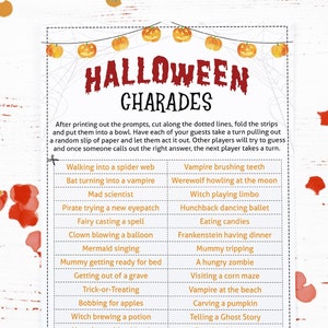 Printable Halloween Charades Prompts Spooky Party Games for Kids Fun ...