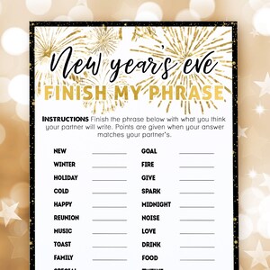 New Years Finish the Phrase Games for Kids & Adults 2023 - Etsy