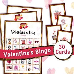 Valentine Bingo Game printable party game valentine's | Etsy