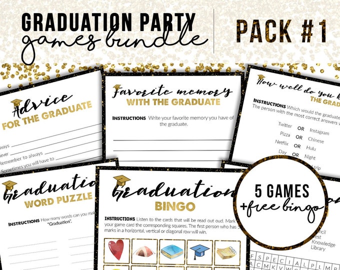 Printable Graduation Games Bundle | Class of 2023 Party Activities ...