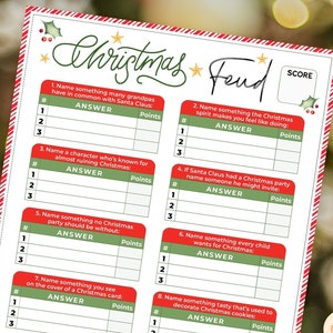 Christmas Family Feud Game Party Printable Trivia Games for Adults ...