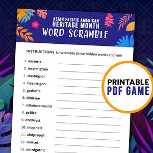 Asian Pacific American History Games - Word Scramble | Educational ...