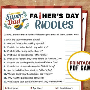 Fathers Day Riddles Game Dad Jokes Printable Activity for | Etsy