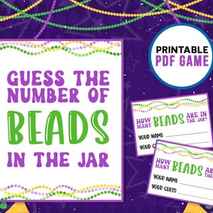 Mardi Gras - Guess the Number of Beads in the Jar | Party Printable ...