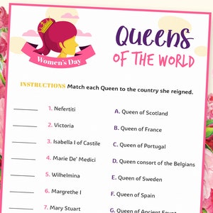Womens Day Games - Queens of the World Trivia | Printable Game | Women ...