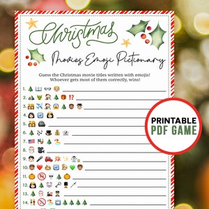 Christmas Movies Emoji Pictionary Game Printable Christmas | Etsy