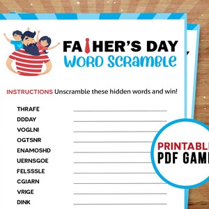 Fathers Day Word Scramble Father's Day Games Printable - Etsy Canada