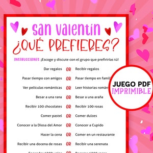 Valentines Day Would You Rather in Spanish | This or That | Games for ...