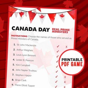 Canada Day Trivia Game - Real Prime Ministers | First of July Printable ...