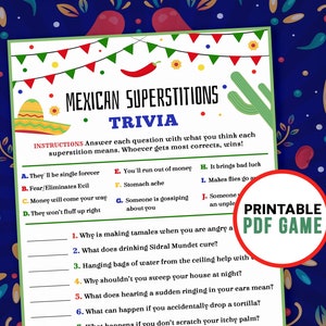 Cinco De Mayo Mexican Superstitions Trivia Game | Mexican Culture Quiz ...