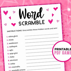 Ladies Night Games - Word Scramble | Girls Night in Printable Activity ...