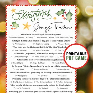Christmas Songs Trivia Family Games for Christmas Party - Etsy