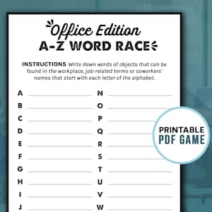 Office A-Z Word List Party Printable Games Work Activities - Etsy