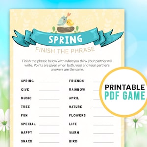 Fun Spring Finish the Phrase Printable Spring Games Fun | Etsy