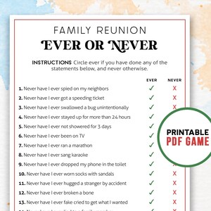Family Games Never Have I Ever | Ever or Never Quiz | Family Reunion ...