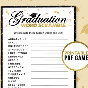 Graduation Party Word Scramble | Class of 2023 Printable Games for Kids ...