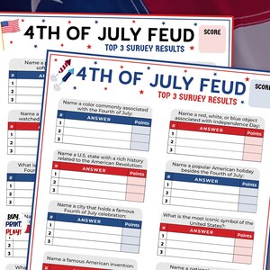 Printable 4th of July Feud | Family Feud Games | Independence Day Party ...