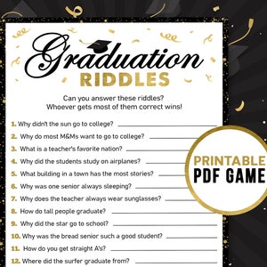 Graduation Riddles Game | Class of 2023 Grad Party Printable Games for ...