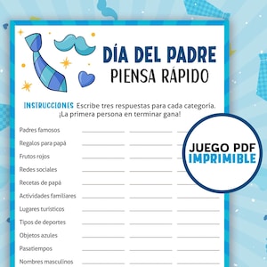 Fathers Day Think Fast in Spanish | Juegos Del Dia Del Padre En Español ...