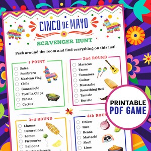 Cinco De Mayo Games - Scavenger Hunt | Printable Game | Family Games ...