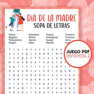 Spanish Word Search for Mothers Day | Printable Games for Kids & Adults ...