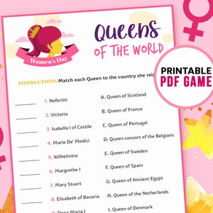 Womens Day Games - Queens of the World Trivia | Printable Game | Women ...