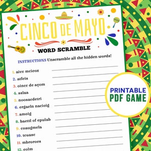 Cinco De Mayo Games - Word Scramble | Office Party | School Games ...