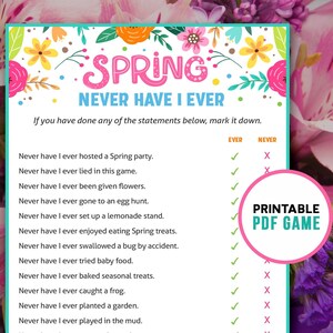 Spring Never Have I Ever | Springtime Ever or Never | Printable Games ...