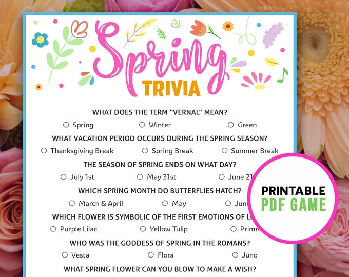 Spring Trivia Game | Printable Spring Activity for Adults, Teens & Kids ...