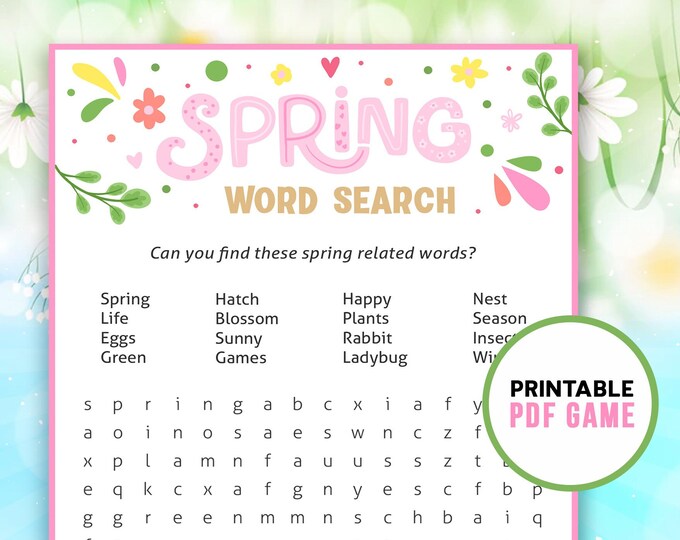 Spring Word Search | Springtime Printable Games | Activity for Adults ...