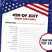 4th of July Word Scramble USA Independence Day Office & Family Party ...