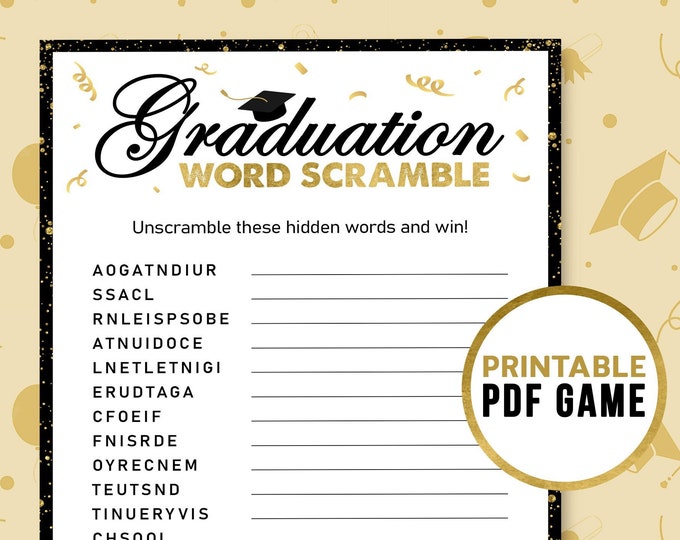 Graduation Party Word Scramble | Class of 2023 Printable Games for Kids ...