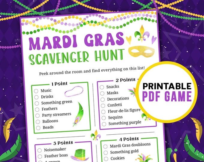 Mardi Gras Scavenger Hunt | Party Games for Adults & Kids | New Orleans ...