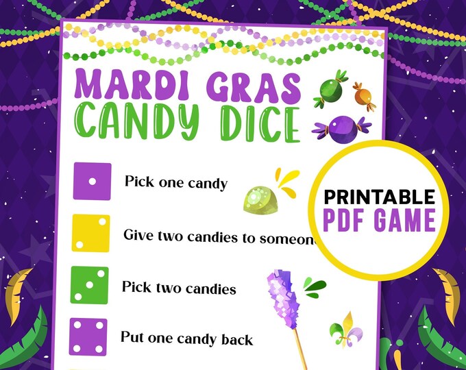 Mardi Gras Candy Dice | Party Games for Adults & Kids | New Orleans Fat ...