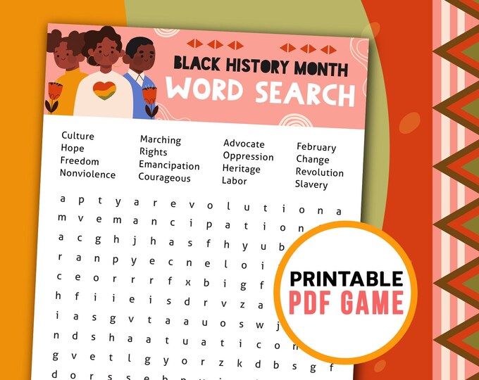 Black History Month Word Search | American History Printable Activity ...