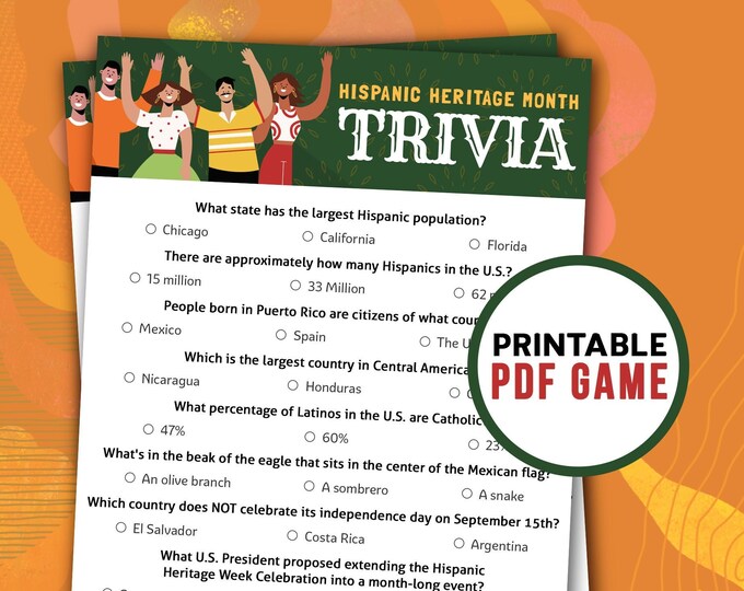 Hispanic Heritage Month Trivia Game | Latin American History Printable ...