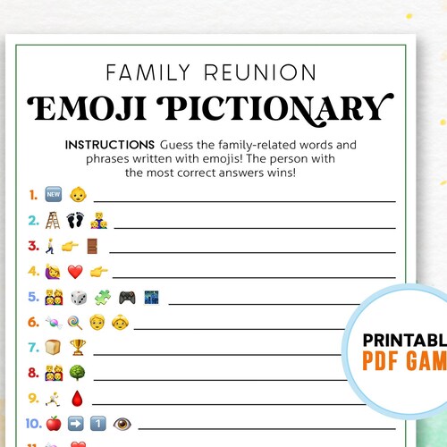 Summer Emoji Pictionary Game Printable Summertime Games - Etsy