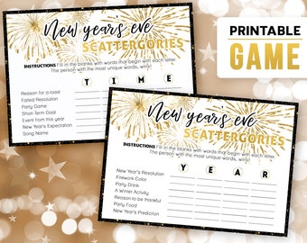 New Years Eve Scattergories Printable Party Game, Virtual Zoom Holiday ...