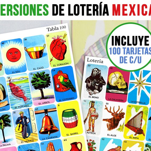 50 Mexican Loteria Game Cards 2 Different Versions 100 - Etsy